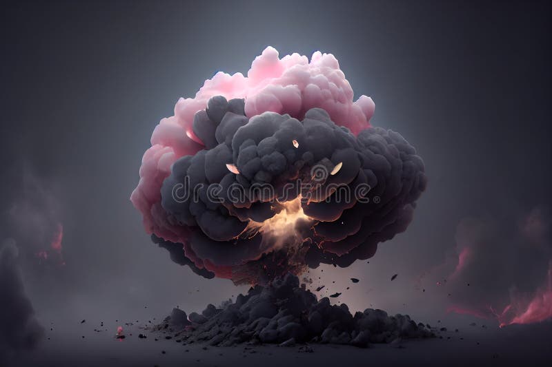 3d Cloud of Black Smoke from the Explosion. Generative AI Stock ...