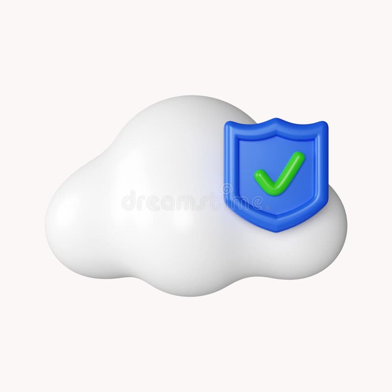 3d Cloud with Check Mark and Shield. Cloud Protection. Cloud Network ...