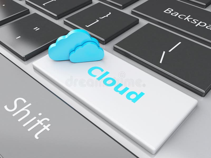 3d Cloud on Computer Keyboard. Cloud Computing Concept Stock ...