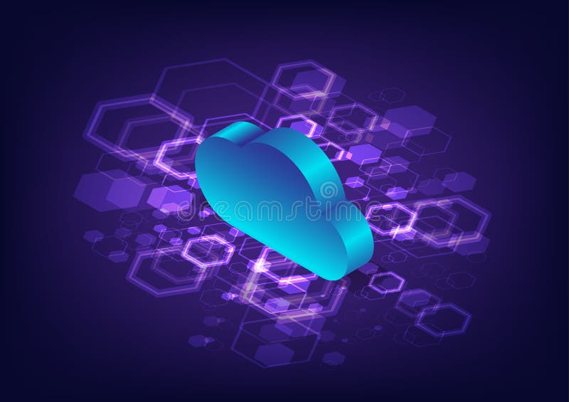 3d Cloud Computing Abstract Background Technology on a Purple Gradient ...