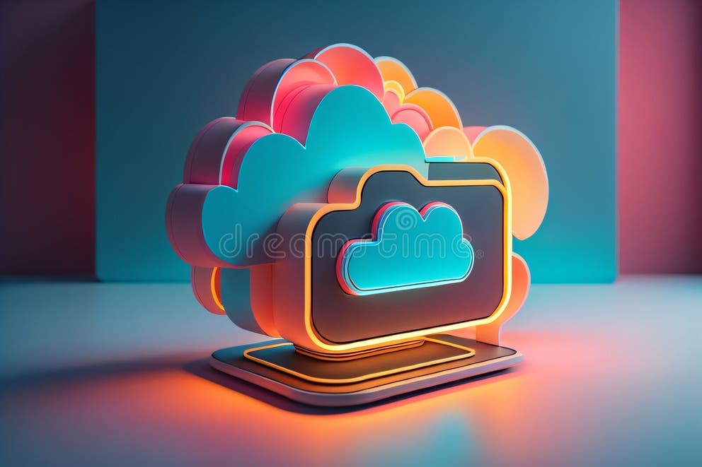 3D Cloud Computing Creative Illustration. Cloud Services, Cloud ...