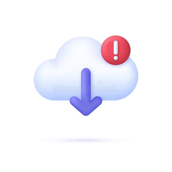 3D Cloud Computing Download with Error Icon. Data Storage Stock Vector ...