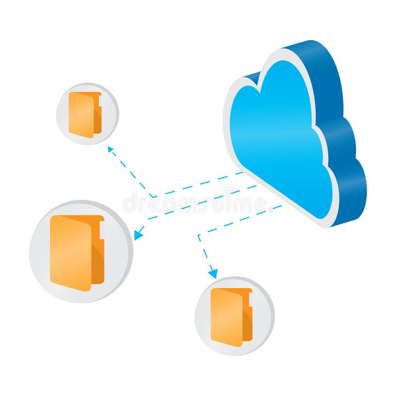 3d Cloud Computing Icon with Folder Symbols Stock Vector - Illustration ...