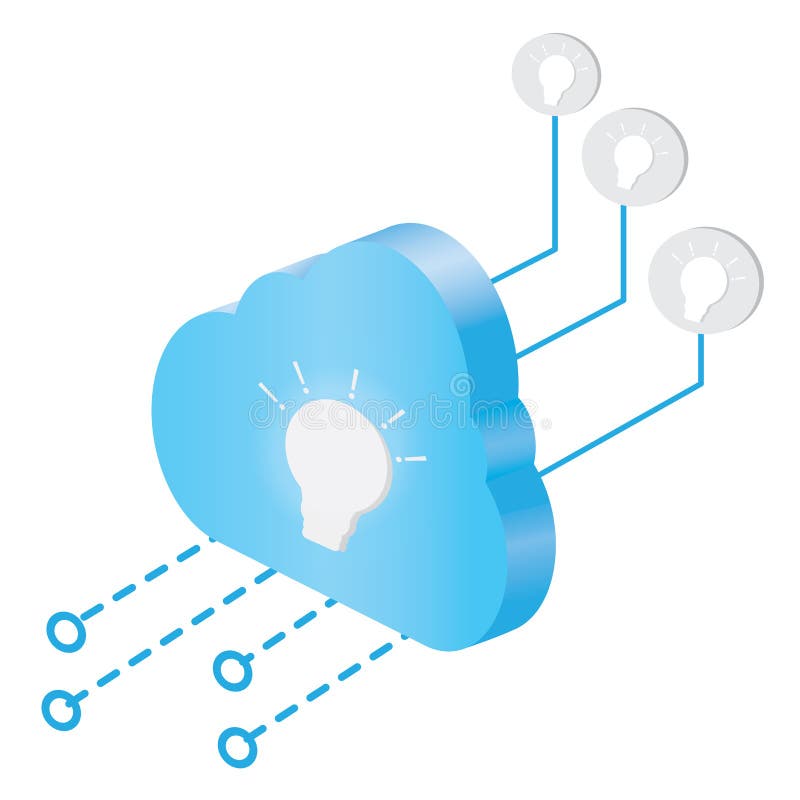 3d Cloud Computing Icon with a Lightbulb Symbol Stock Vector ...