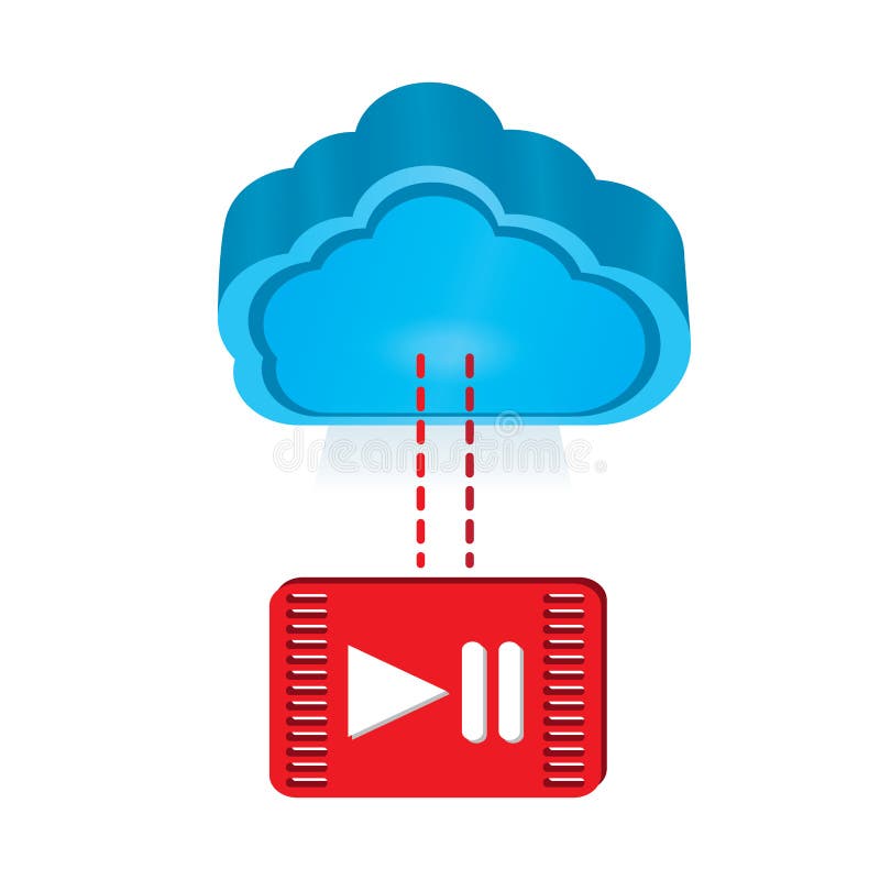 3d Cloud Computing Icon with a Play Button Stock Vector - Illustration ...