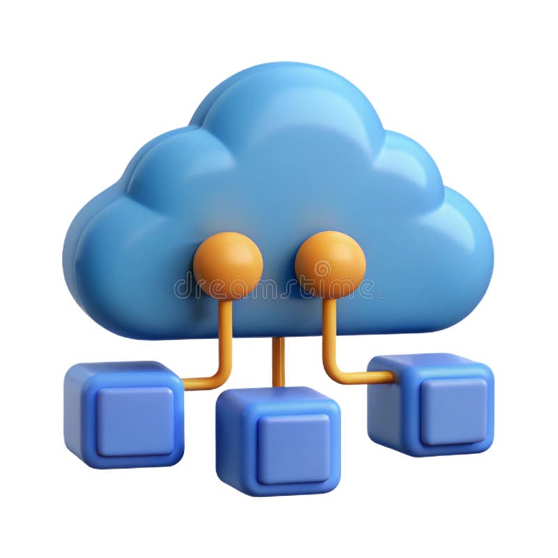 3D Cloud Computing with Terminals on White Background Stock ...