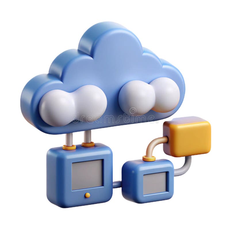 3D Cloud Computing with Terminals on White Background Stock ...