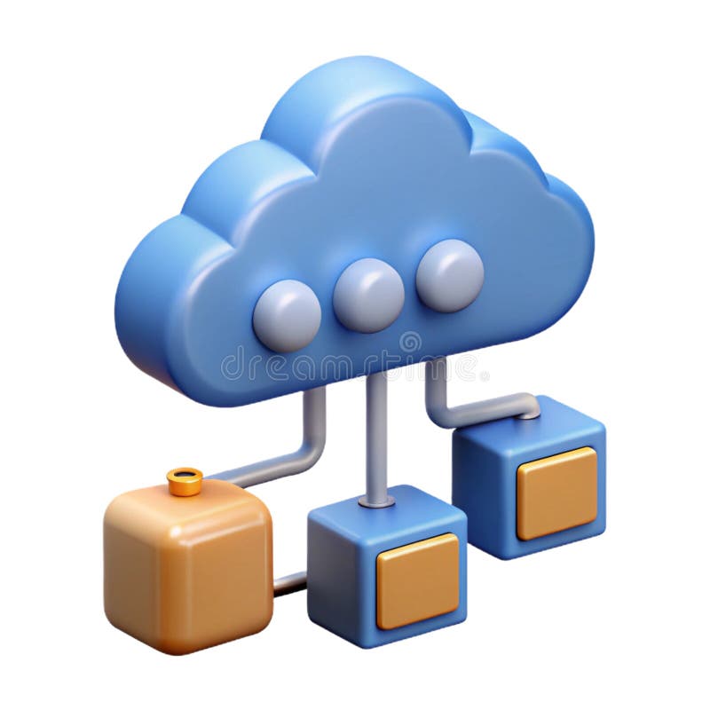 3D Cloud Computing with Terminals on White Stock Illustration - Illustration of network, icon ...