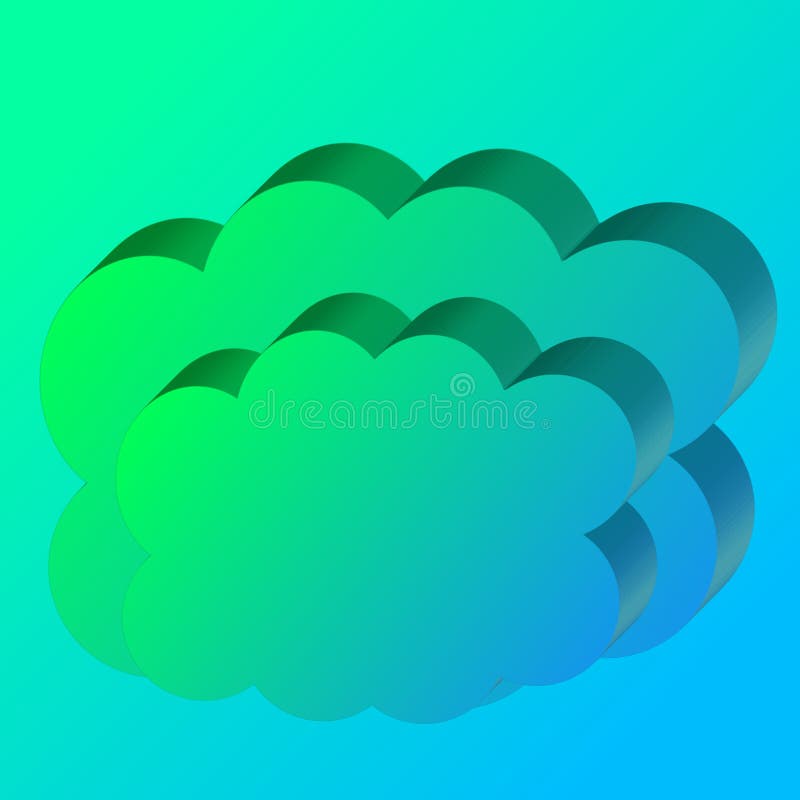 3d Cloud Design with Green and Blue Gradiant Stock Illustration ...