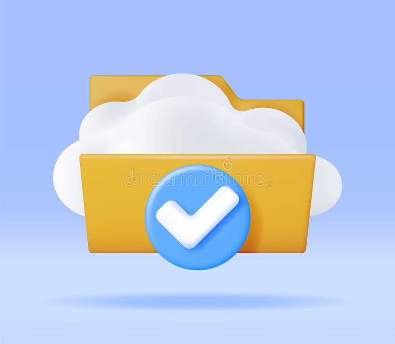 3D Cloud in Folder with Checkmark Stock Vector - Illustration of render ... 3D Cloud in Folder with Checkmark Stock Vector - Illustration of render ...