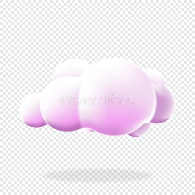 3d Cloud Isolated Background. Render Soft Round Cartoon Fluffy Cloud ...
