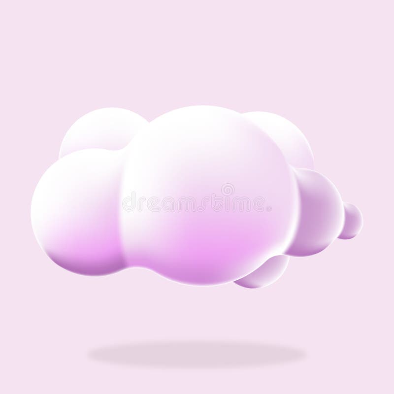 3d Cloud Isolated Background. Render Soft Round Cartoon Fluffy Cloud ...