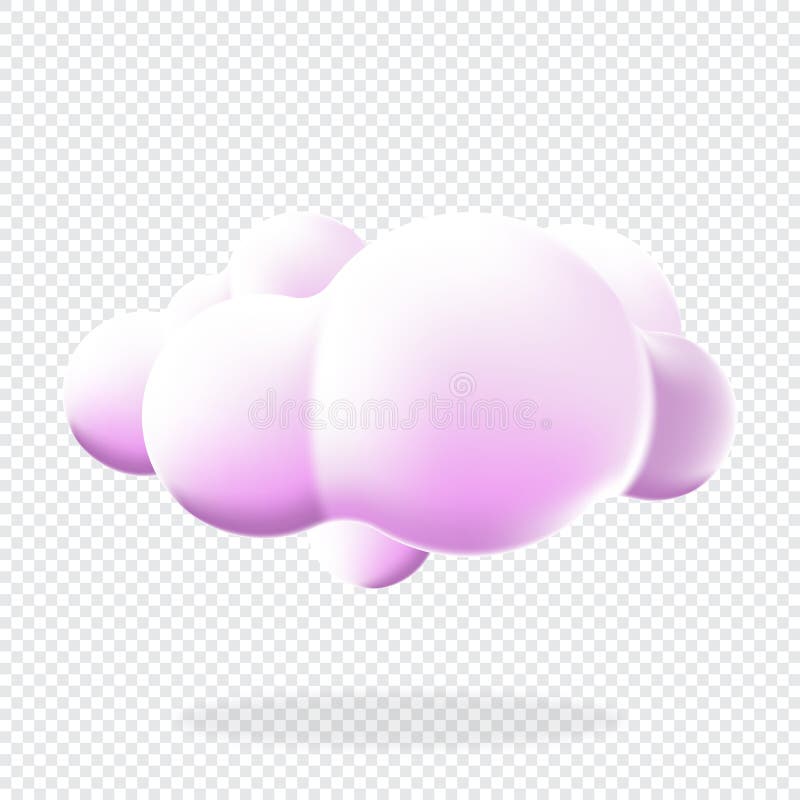 3d Cloud Isolated Background. Render Soft Round Cartoon Fluffy Cloud ...