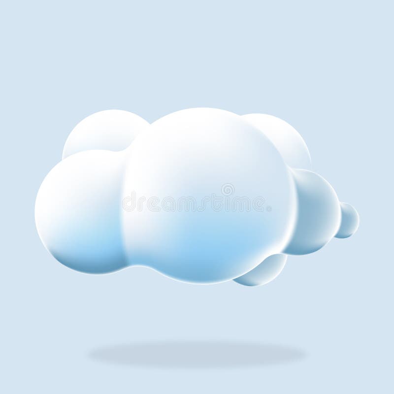 3d Cloud Isolated Background. Render Soft Round Cartoon Fluffy Cloud ...