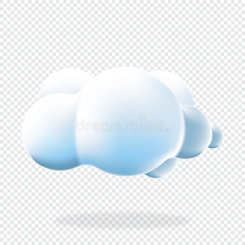 3d Cloud Isolated Background. Render Soft Round Cartoon Fluffy Cloud ...