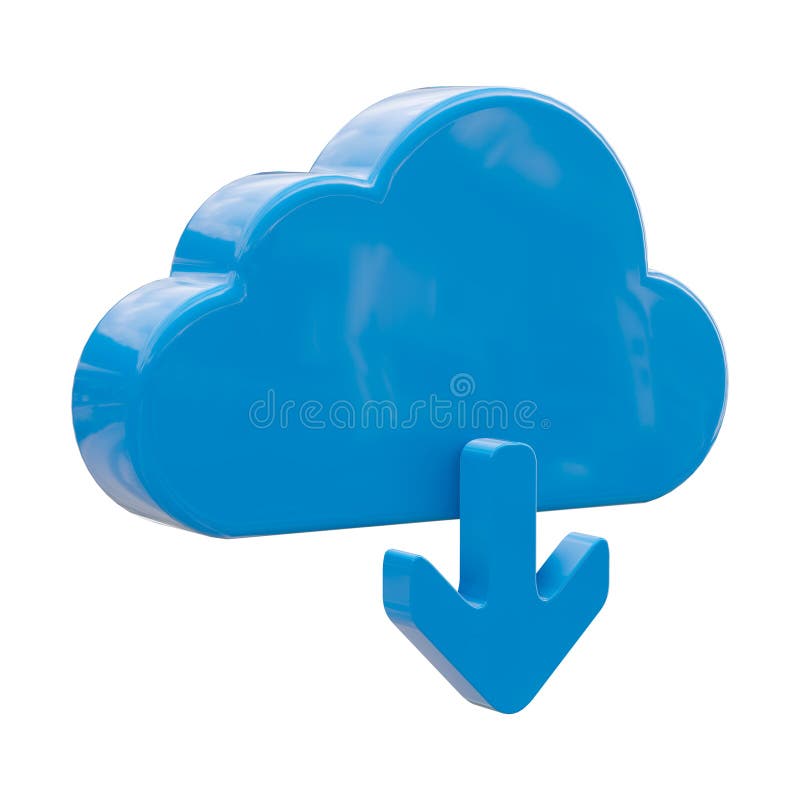 3D Cloud Management Icon with Multimedia File Download Isolated on ...
