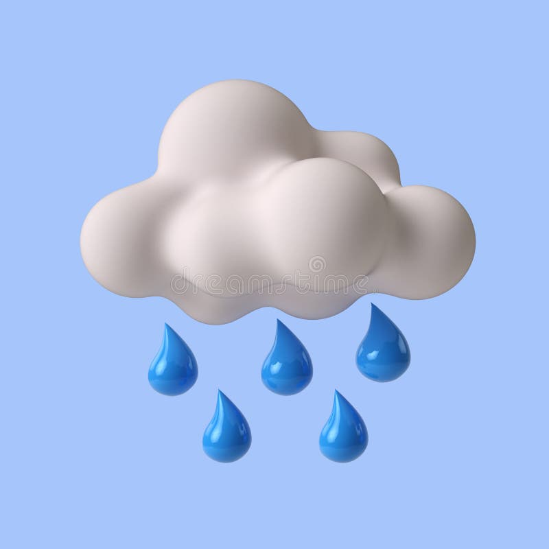 3d Cloud and Raindrop Illustration Stock Illustration - Illustration of ...