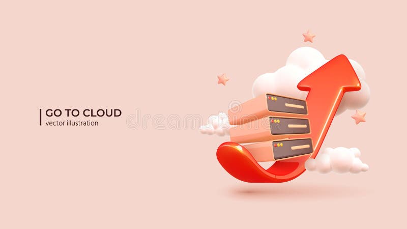 3D - Cloud Solutions Concept. 3D Vector Illustration in Cartoon Minimal ...