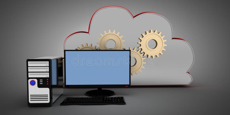 3d Clouds Computing Concept . Cloud and Computer .3d Illustration Stock ...