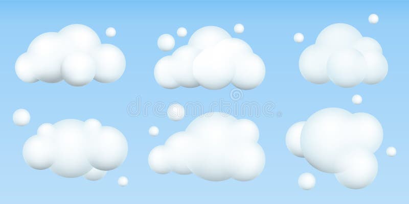 3d Clouds Set. Realistic Clouds Icons. 3d Geometric Shapes Stock Vector ...