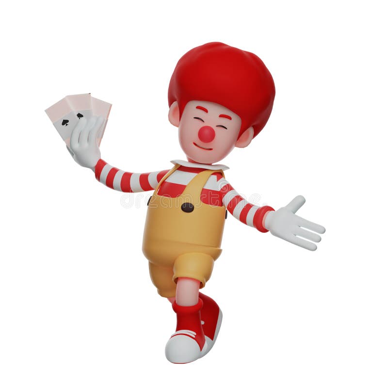 3D Clown Boy Design Showing Magic Cards Stock Illustration ...