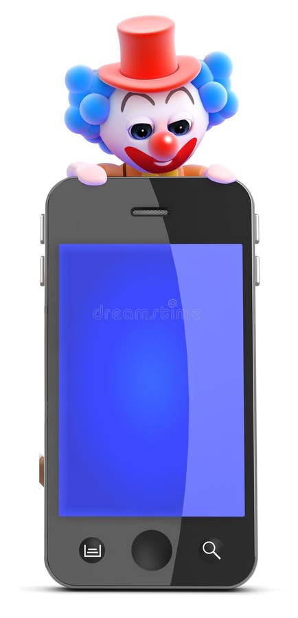 3d Clown Looks Over a Smartphone Stock Illustration - Illustration of ...