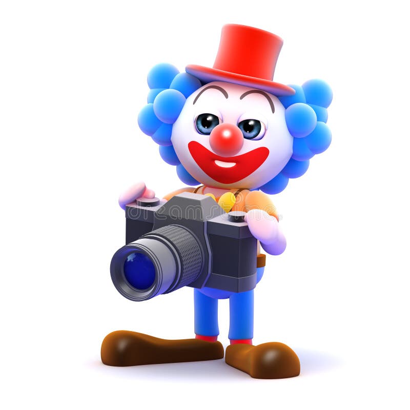 3d Clown photographer stock illustration. Illustration of idiot - 39385190