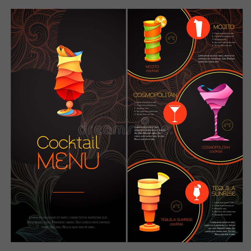 3D Cocktail Design. Cocktail Menu Design Stock Vector - Illustration of ...