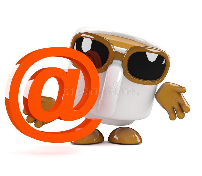 3d Coffee Cup Email Address Stock Illustration - Illustration of coffee ...
