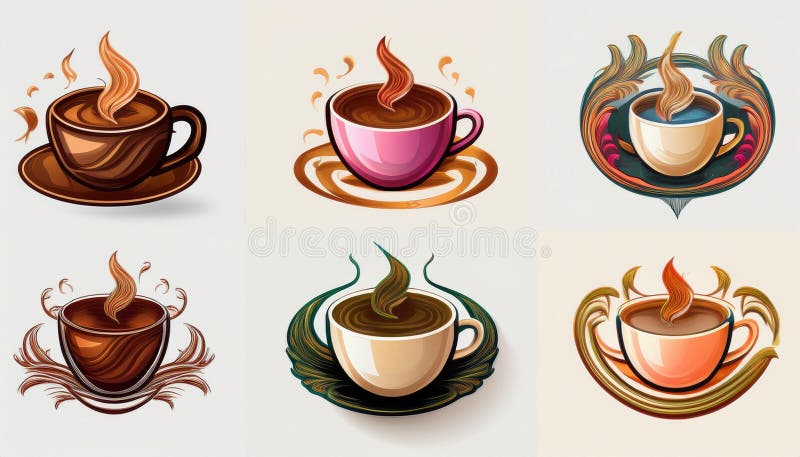2D coffee cup logo stock illustration. Illustration of tshirt - 363255506