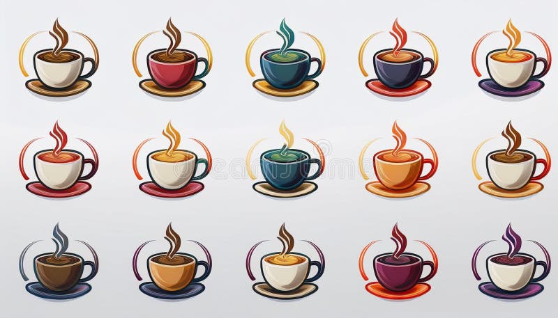 2D coffee cup logo stock illustration. Illustration of film - 363255510
