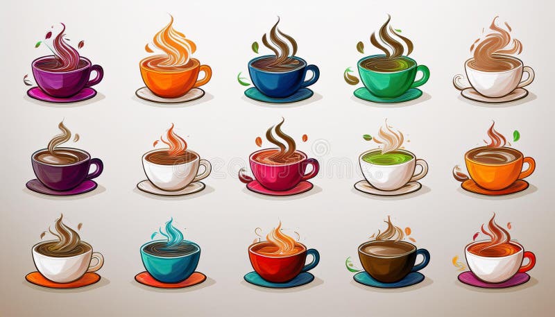 2D coffee cup logo stock illustration. Illustration of tshirt - 363255519