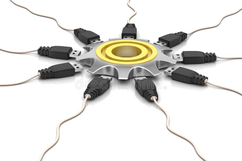 3d Cog Wheel with Connecting Cable Stock Illustration - Illustration of ...