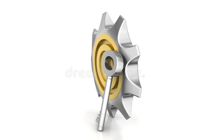 3d cog wheel with key stock illustration. Illustration of abstract ...