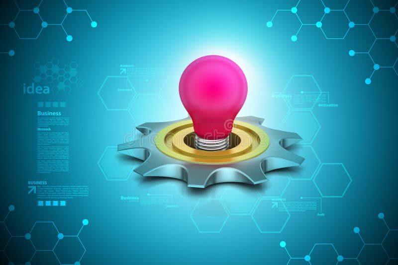 3d Cog Wheel with Light Bulb Stock Illustration - Illustration of ...