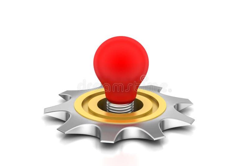 3d Cog Wheel with Light Bulb Stock Illustration - Illustration of gear ...