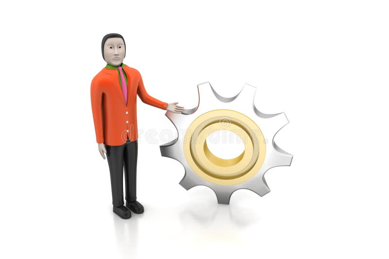 3d cog wheel with man stock illustration. Illustration of cogwheel ...