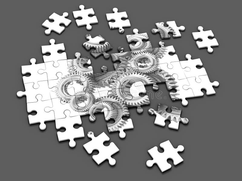 3d Cogs and Gears Jigsaw Puzzle Stock Illustration - Illustration of ...