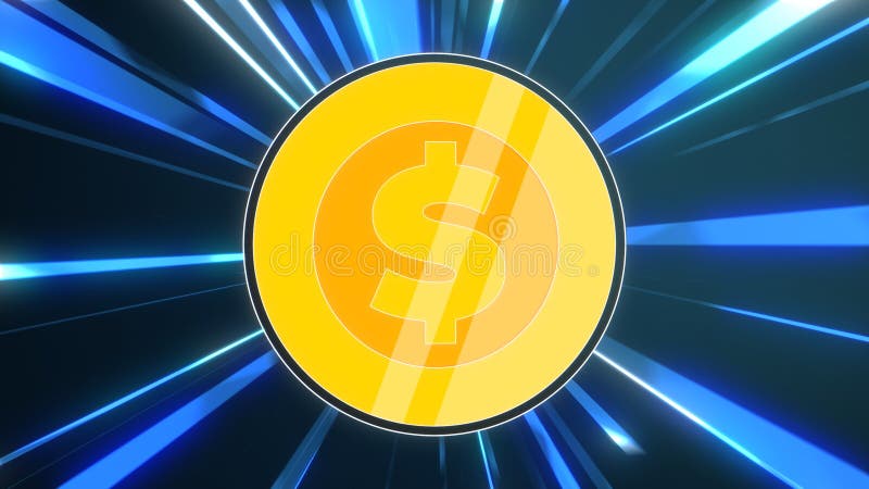 2D Coin in Center and Super Fast Speed Lines Background Stock ...