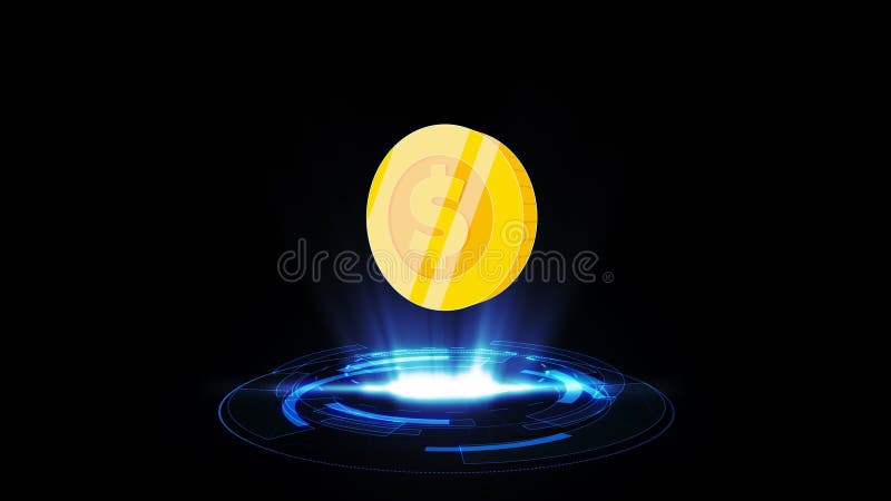 2D Coin Rotation Hologram Hud Background Stock Photo - Image of ...