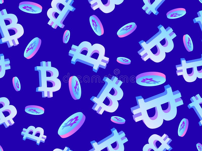 3d Coins and Bitcoin Symbol Seamless Pattern. Cryptocurrency Coin in ...