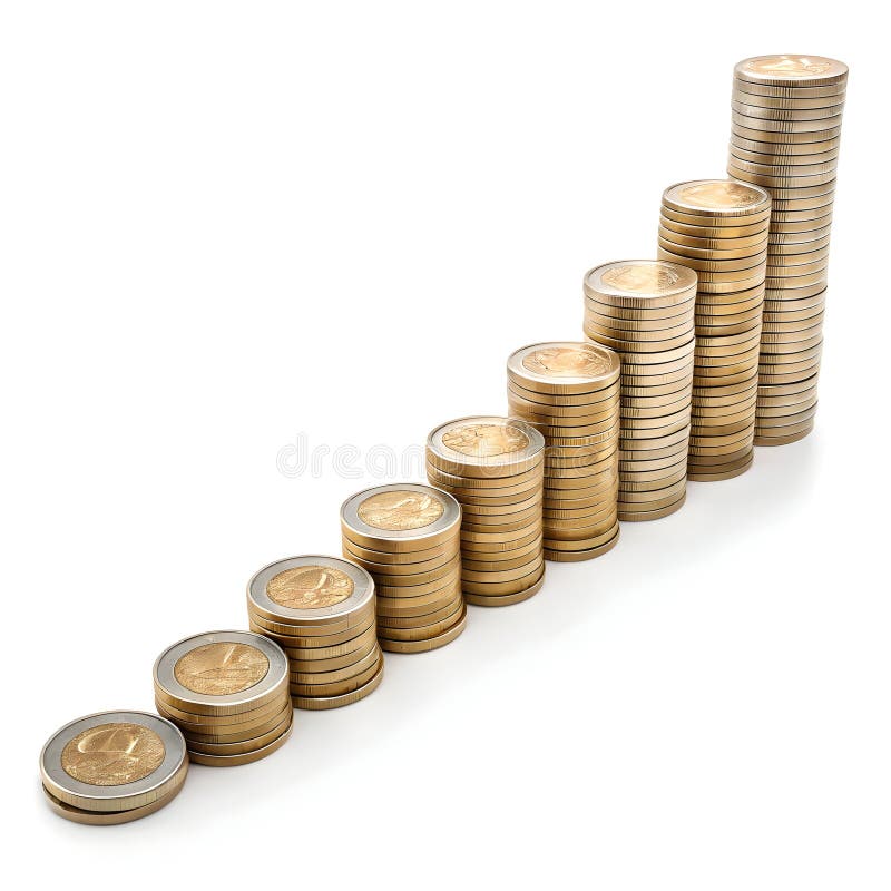 3D coins increase stock illustration. Illustration of white - 367960725