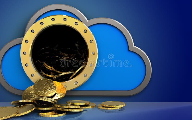 3d coins over blue stock illustration. Illustration of business - 98369701