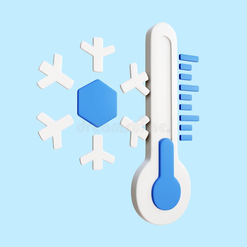 3D Cold Temperatures with Snow Stock Illustration - Illustration of ...