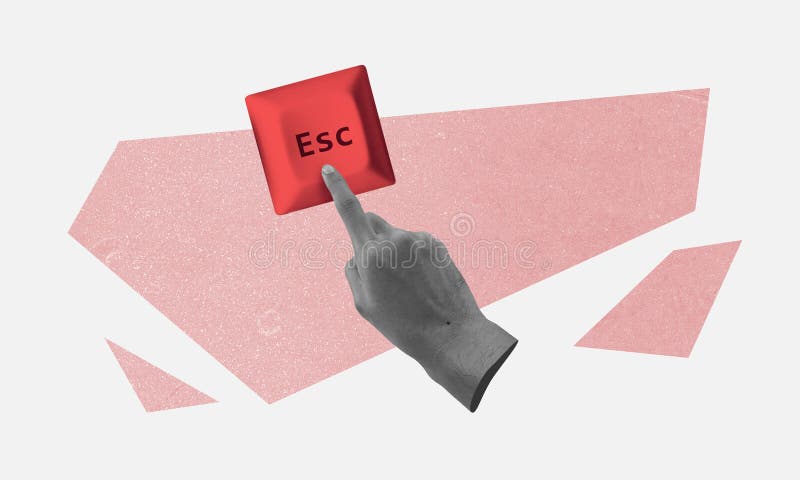 Hand Pressing Red Esc Button, Digital Escape Concept Stock Image ...