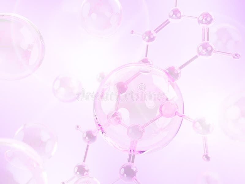 3d Collagen Cells with Dna Molecular Structure on Light Pink Background ...