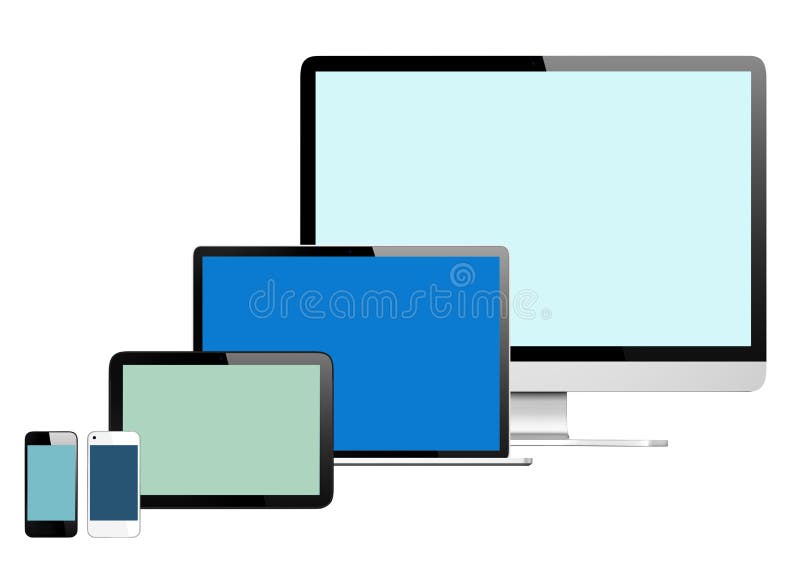 3D Collection of Digital Devices Stock Illustration - Illustration of ...