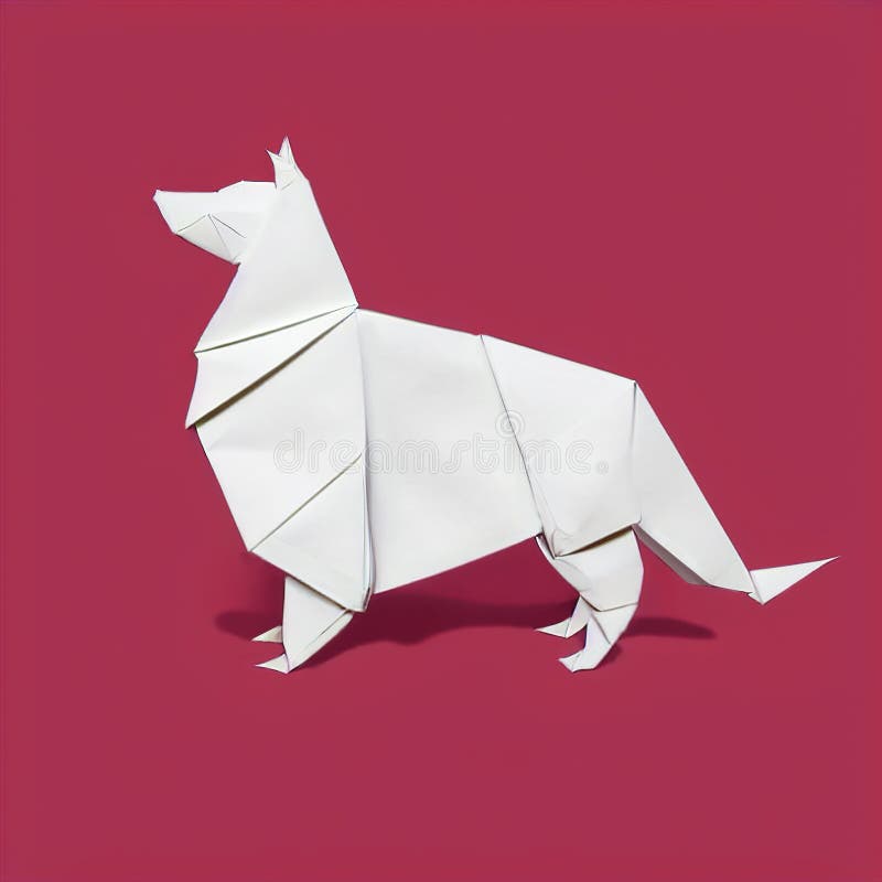 3D Collie Dog in Paper Origami Style Stock Illustration - Illustration ...