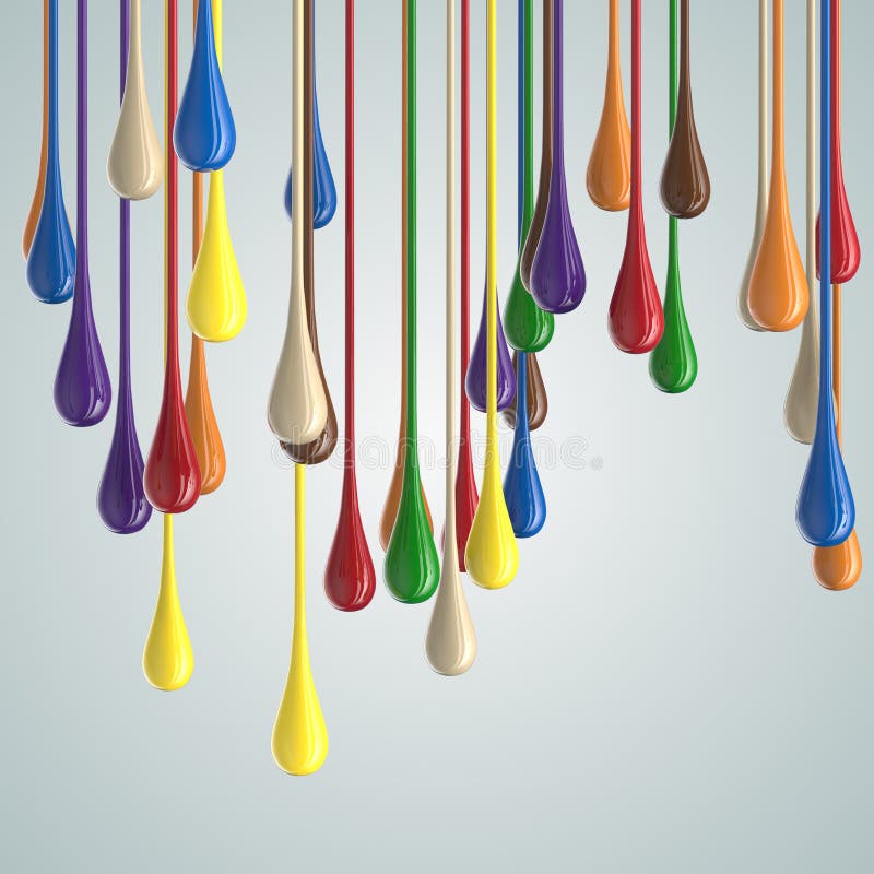 3D Color Glossy Paint Drop Blobs Stock Illustration - Illustration of ...