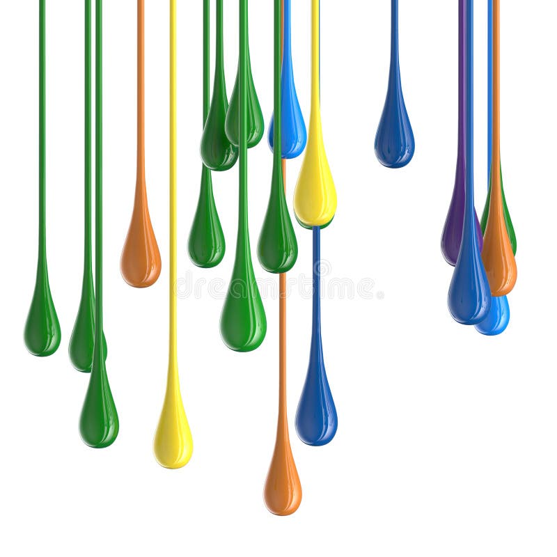 3D Color Glossy Paint Drop Blobs Stock Illustration - Illustration of ...
